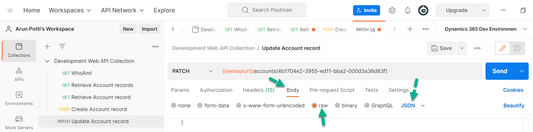 How To Update The Table Row Values In A Dataverse Environment From Postman